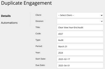 Duplicate or Roll Forward an Engagement – AuditDashboard Help Center