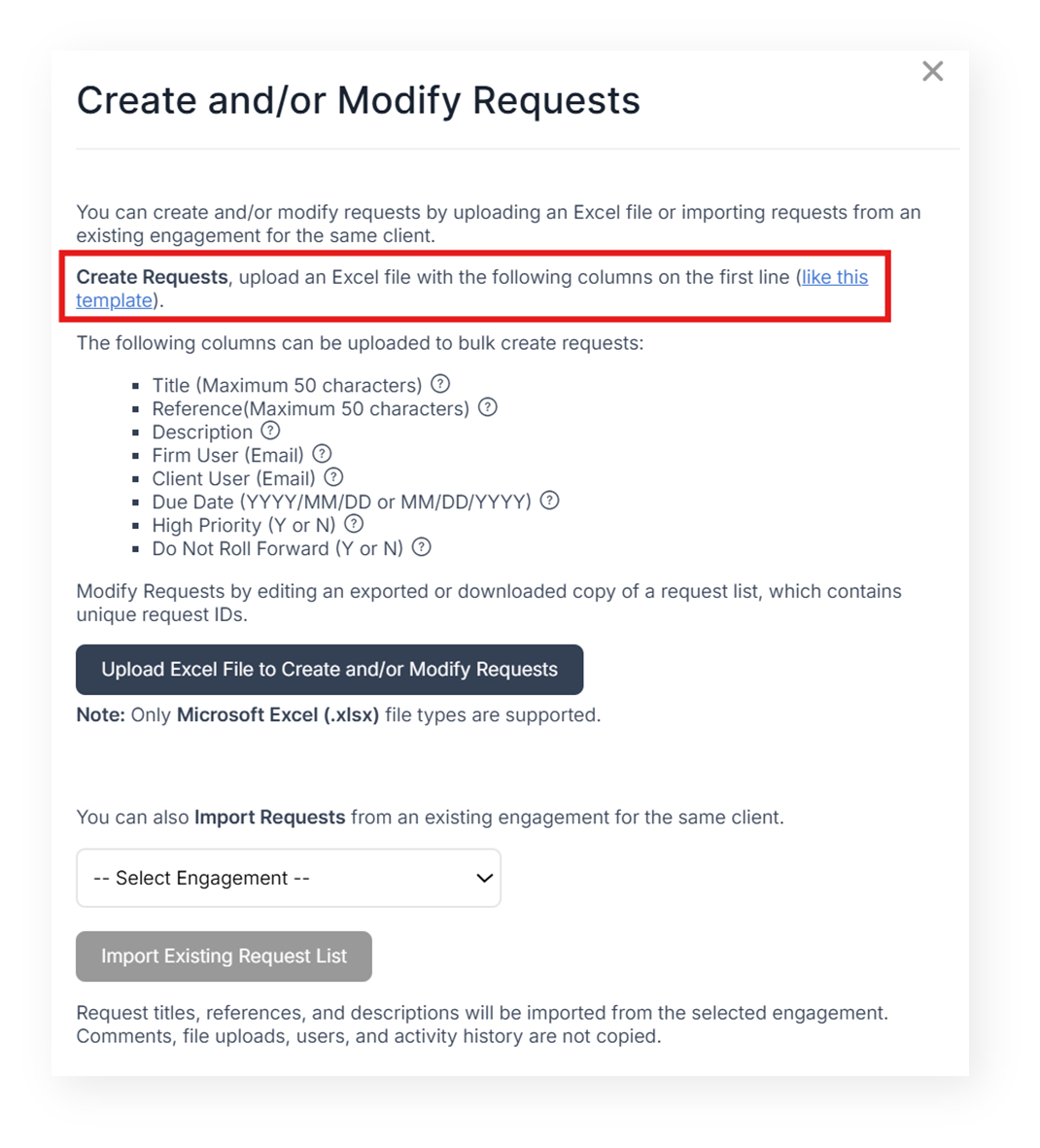 Create and/or Modify Requests – AuditDashboard Help Center