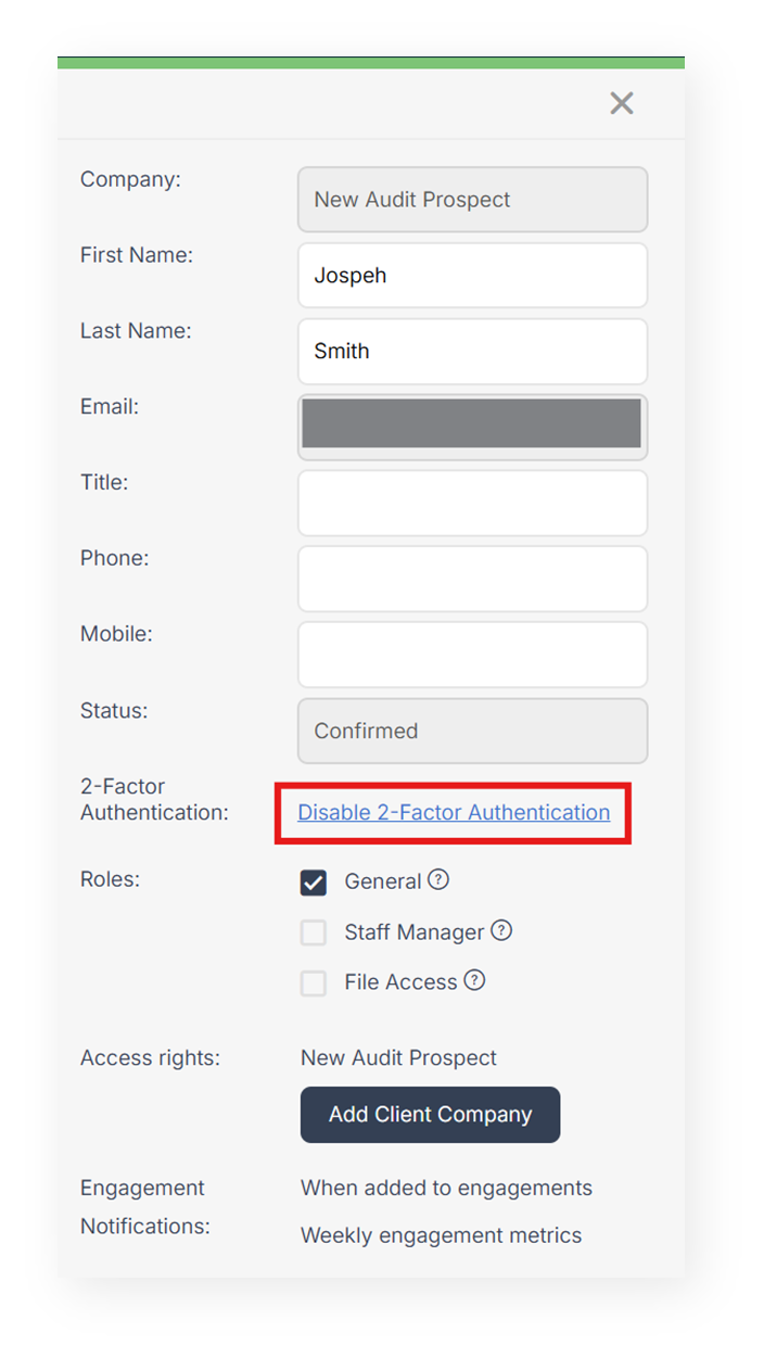Disable Another User's 2-Factor Authentication – AuditDashboard Help Center